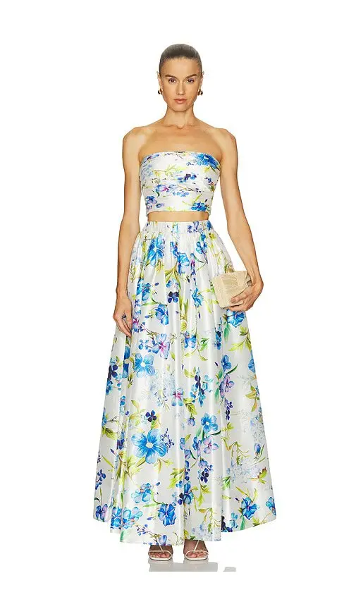 Hemant & Nandita Strapless Floral Print Top