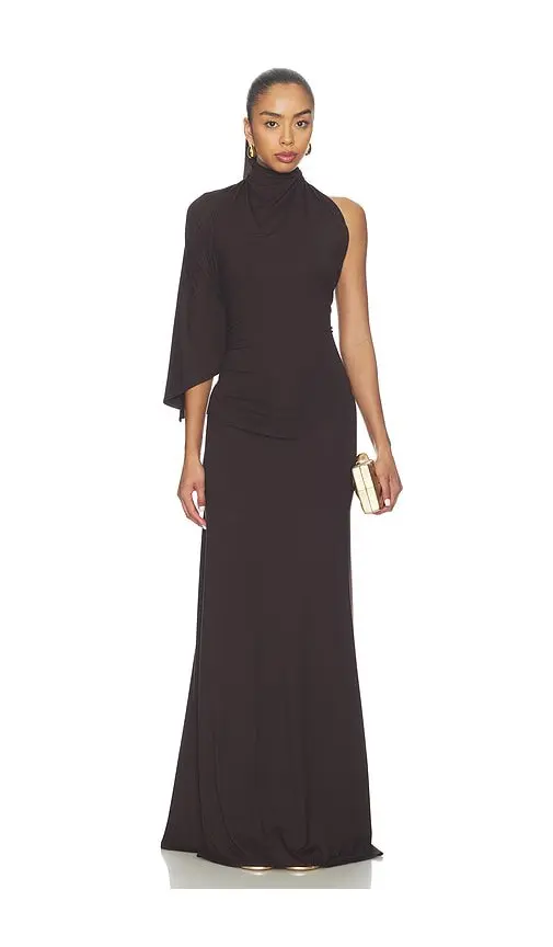 DIANA MILKANOVA STUDIO One Shoulder Maxi Dress - Brown