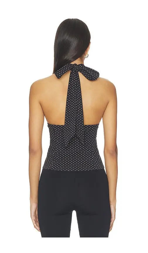 Free People Ramona Printed Halter Top - Black