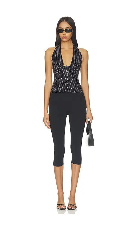 Free People Ramona Printed Halter Top - Black