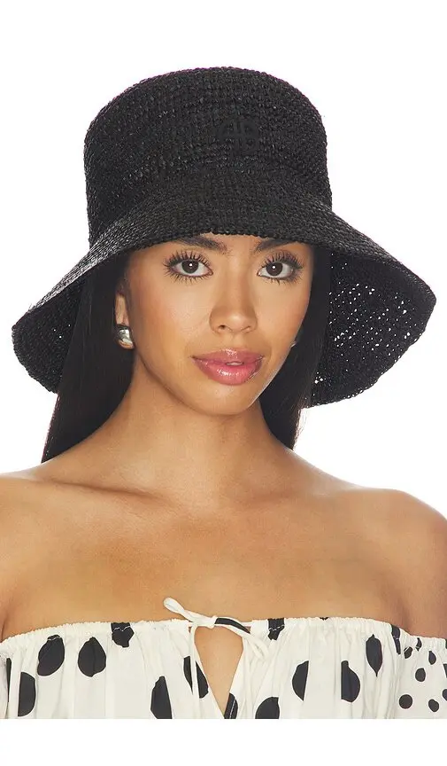 ANINE BING Raffia Bucket Hat - Black