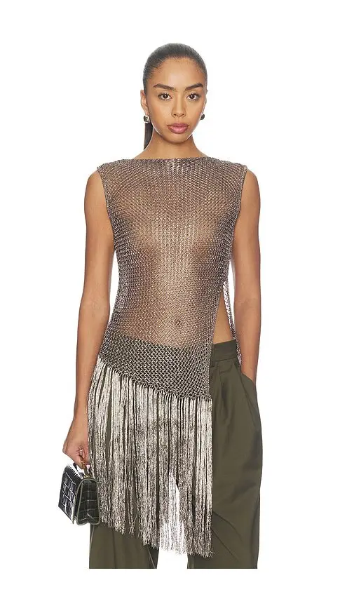 Lapointe Asymmetric Top With Fringe Hem