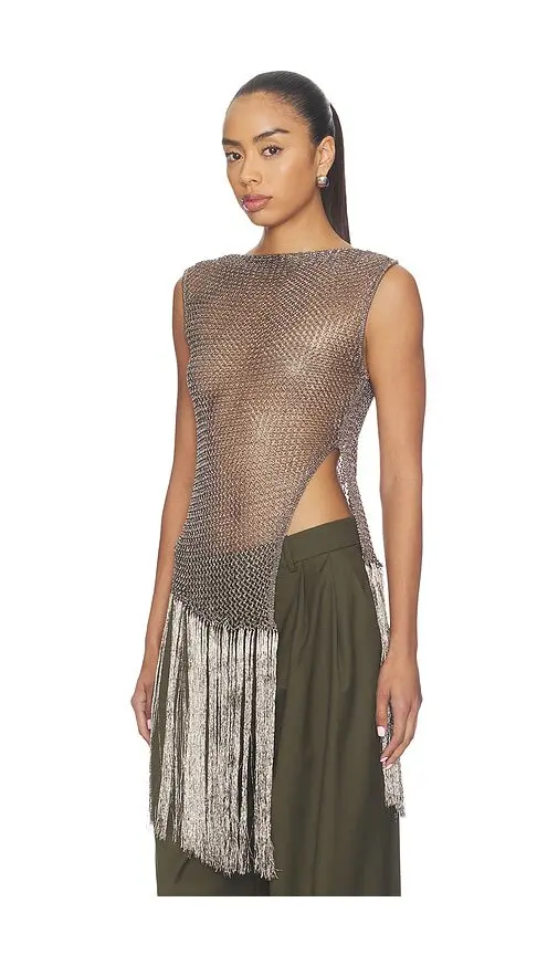 Lapointe Asymmetric Top With Fringe Hem