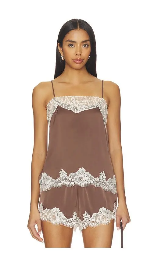 Faithfull The Brand Marisol Top With Lace Trim - Chocolate
