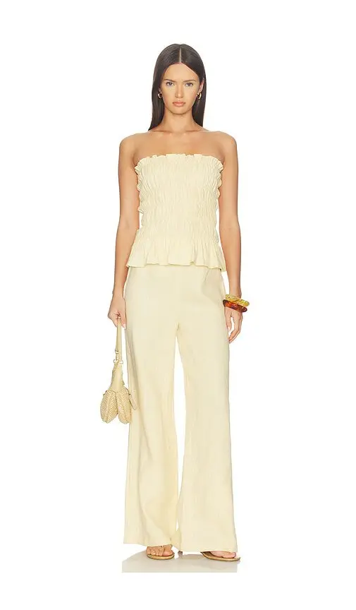 Faithfull The Brand Tiera Smocked Bodice Top - Cream