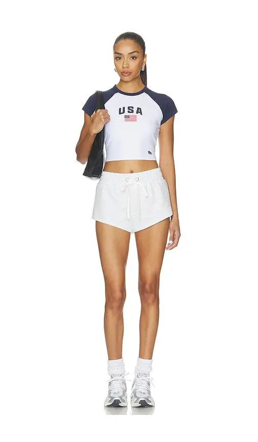 HYPE AND VICE Usa Homerun" Graphic Cropped T-shirt