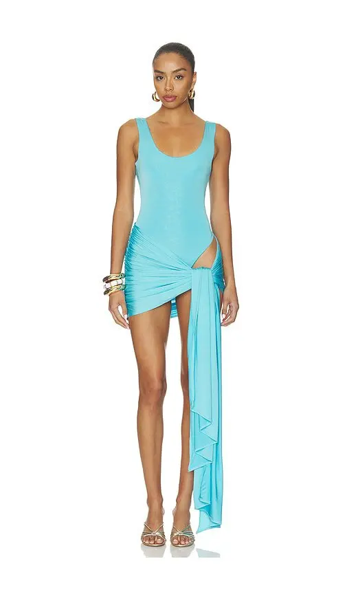 Nbd Isabelle Mini Dress With Draped Tie Detail - Blue