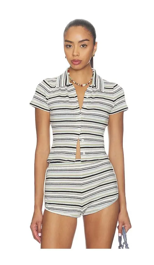 LOVERS AND FRIENDS Striped Terrycloth Top