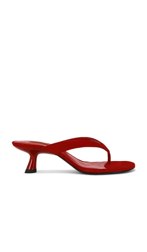 SIMONMILLER Suede Beep Thong Kitten Heel Sandal - Red