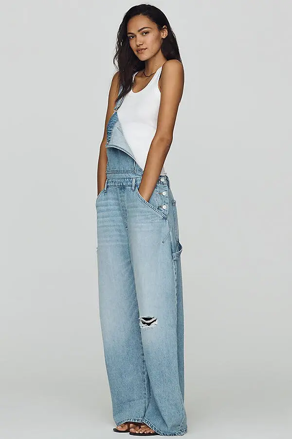 PILCRO Kayden Carpenter Barrel Overalls - Medium Denim