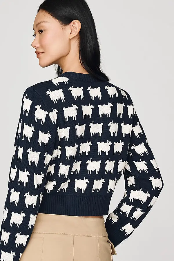 ROWING BLAZERS Cropped Sheep Intarsia Cardigan