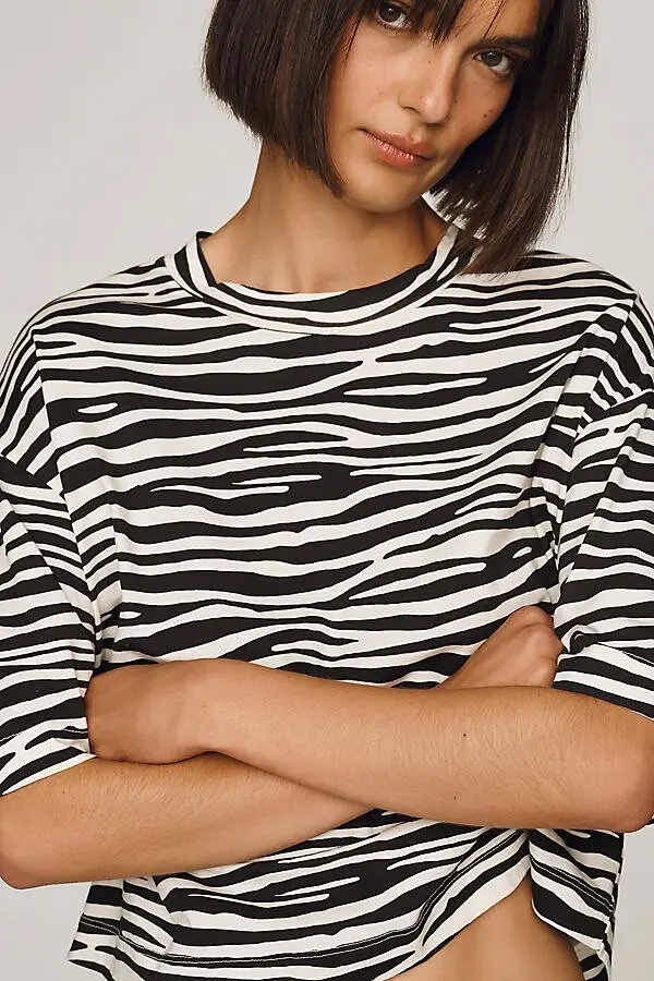 PISTOLA Mae Crop T-shirt With Back Detail - Zebra