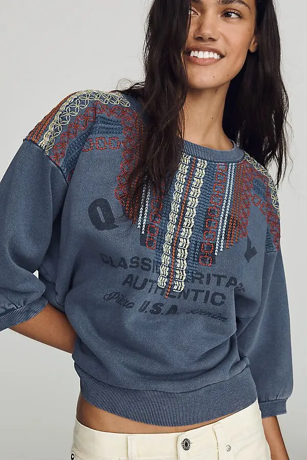PILCRO Niki Bubble Craft Sweatshirt