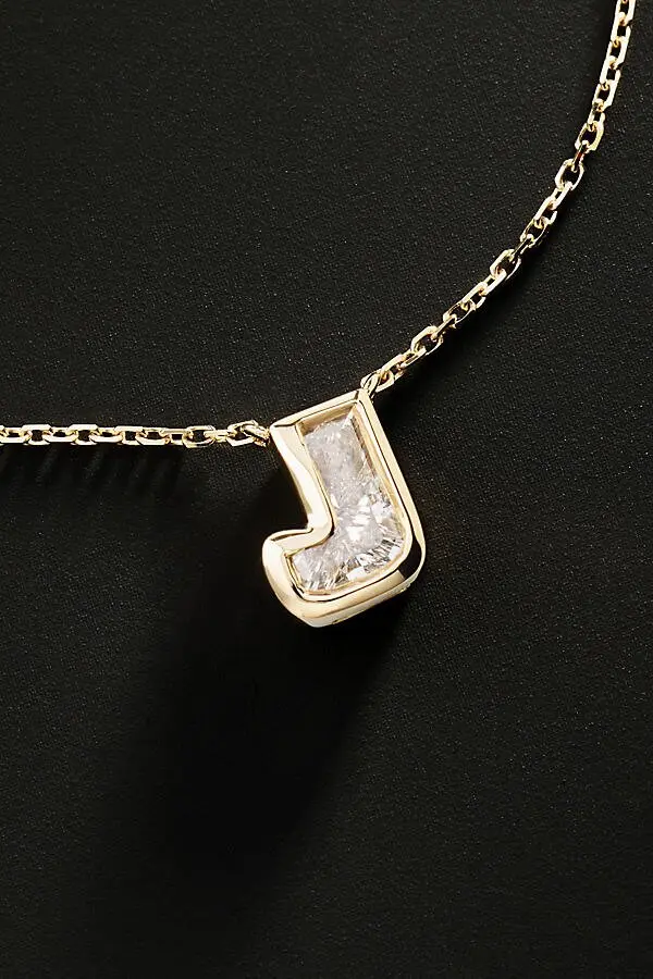 ORIANNE Lab-grown Diamond Initial Bezel Necklace - J