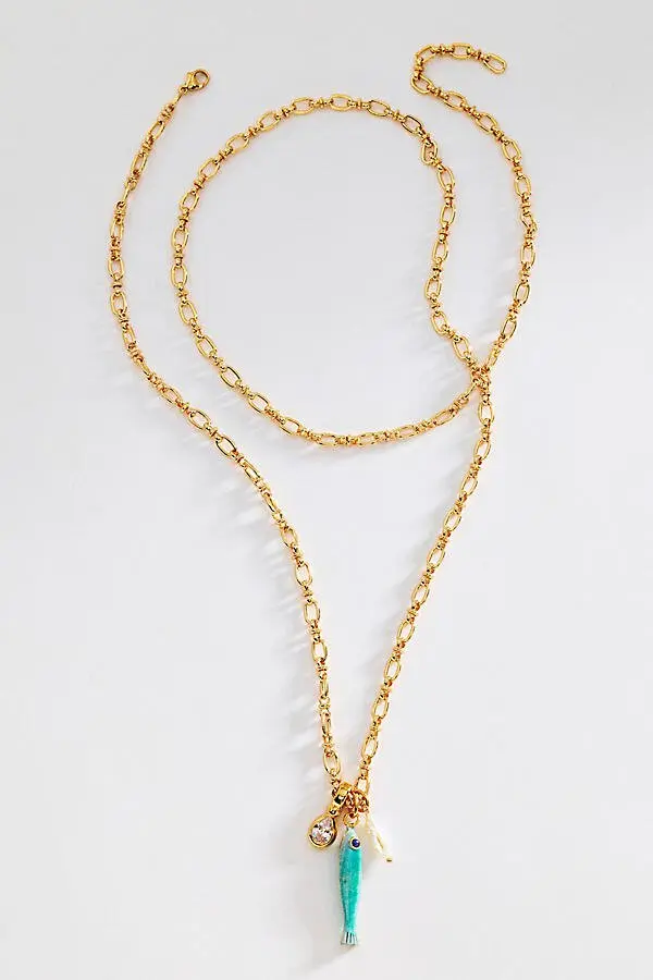 BY ALONA Gold Sole Necklace - Light Blue