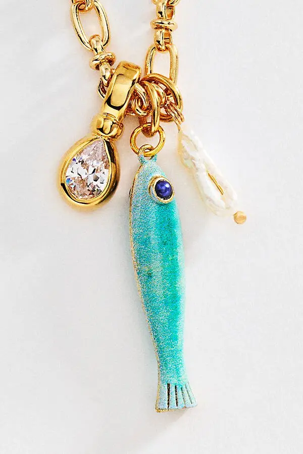 BY ALONA Gold Sole Necklace - Light Blue