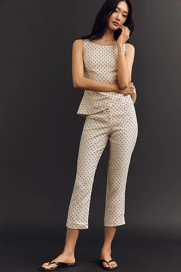 Faithfull The Brand Iria Linen Capri Pants With Polka Dot Print
