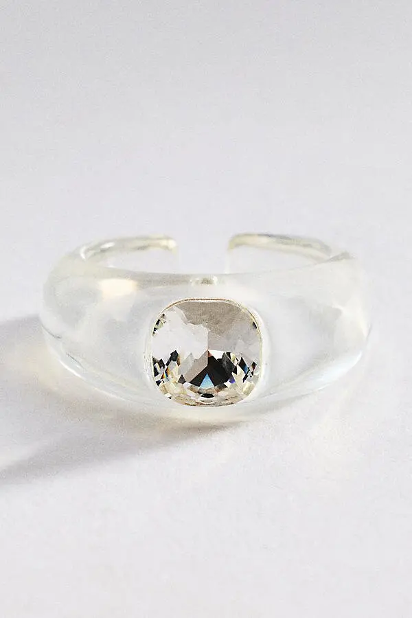 Anthropologie Gemstone Resin Cocktail Ring - Clear