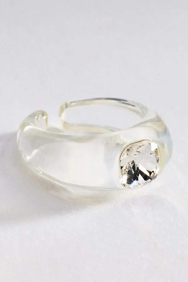 Anthropologie Gemstone Resin Cocktail Ring - Clear