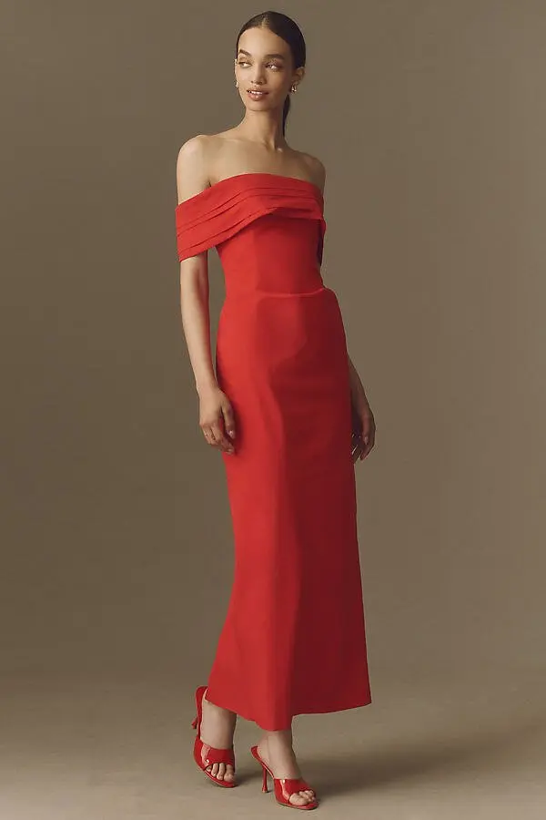 Shona Joy Campbell Off-the-shoulder Maxi Dress - Red