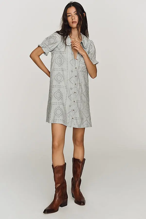 PILCRO Keira Eyelet Mini Dress