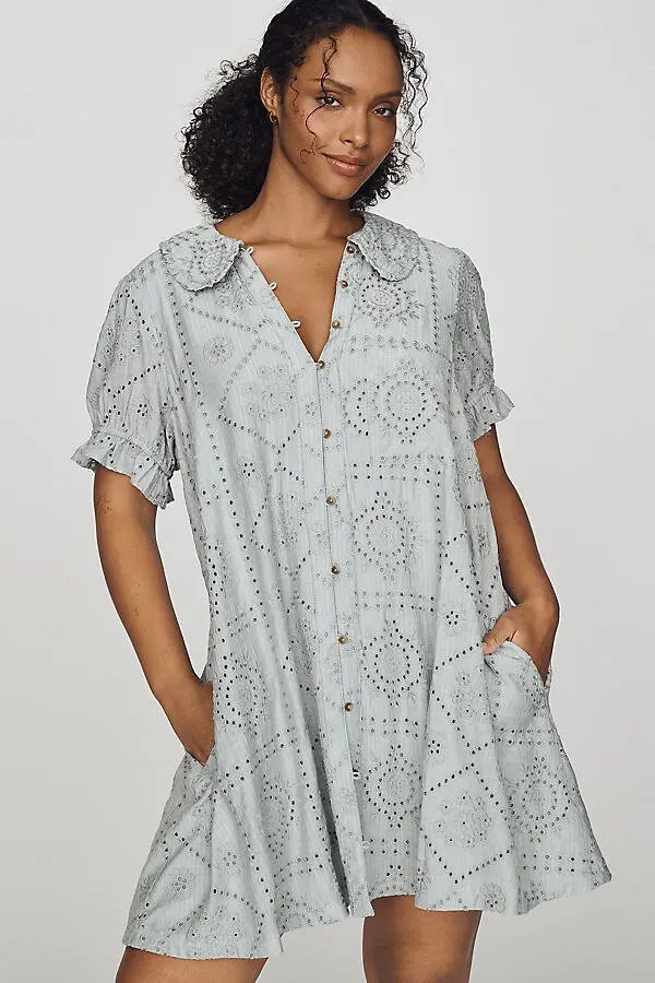 PILCRO Keira Eyelet Mini Dress