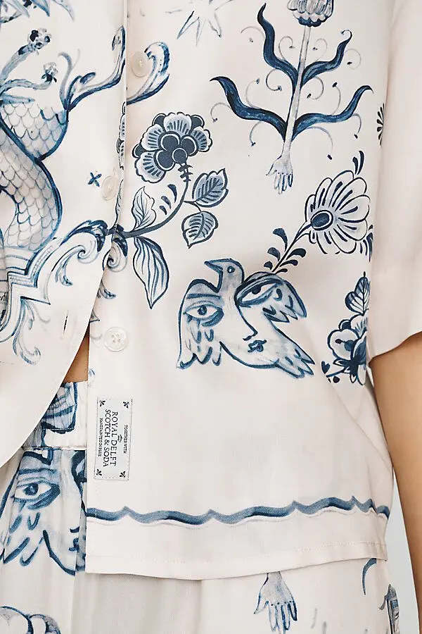 Scotch & Soda Prted Short-sleeve Camp Shirt Top