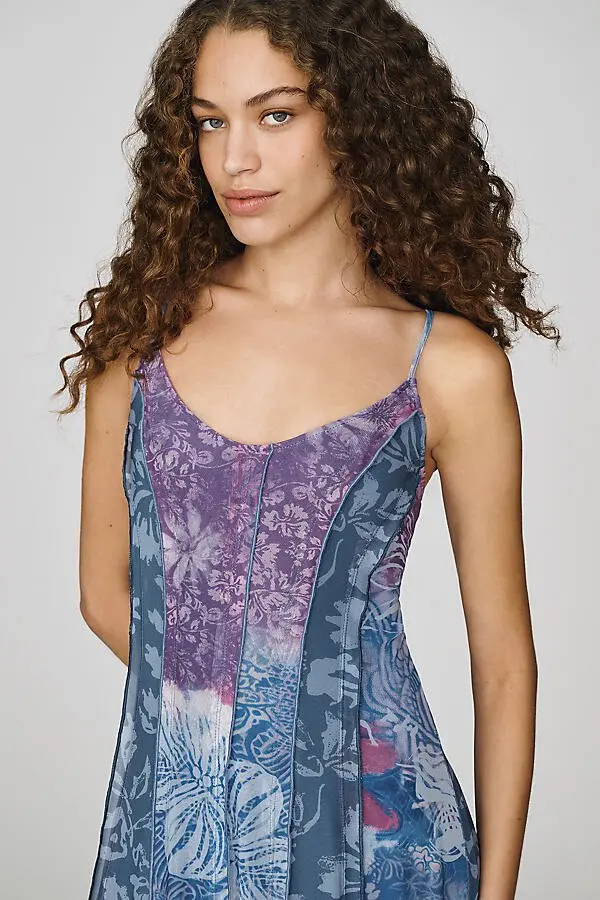 PILCRO Mesh Seamed Midi Dress