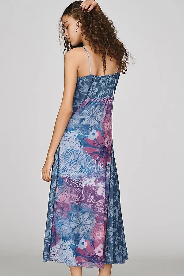 PILCRO Mesh Seamed Midi Dress