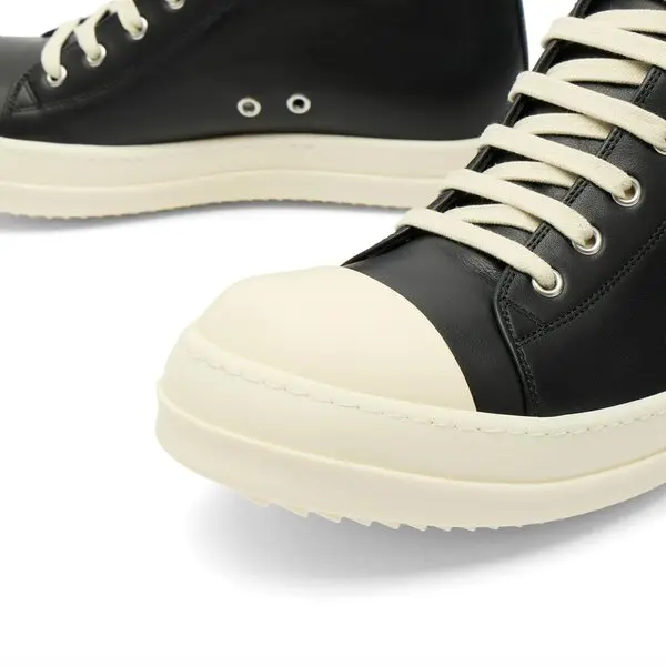 Rick Owens Leather Low Top Sneakers With Shark Tooth Outsole