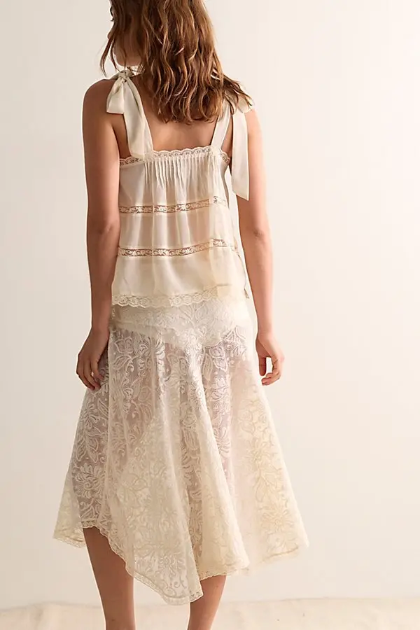Free People Sunflare Blouson Tank With Lace Detailing