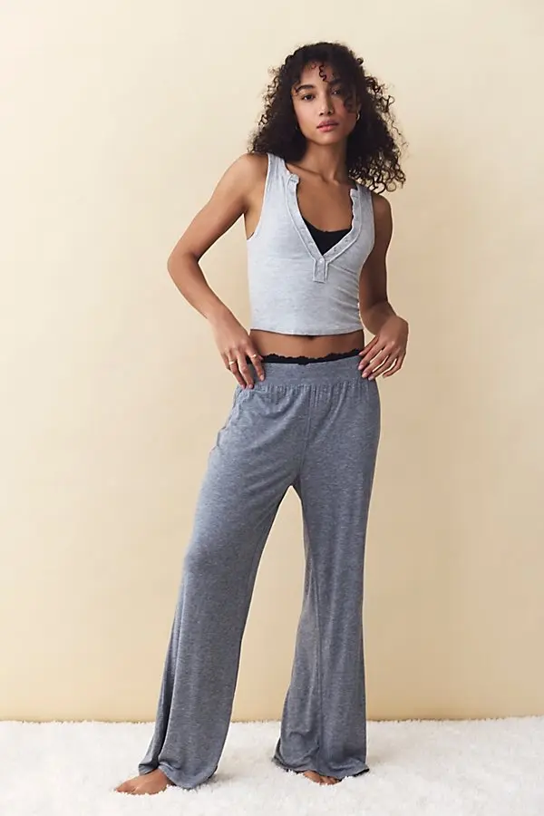Free People Soft Company Lounge Pants - Medium Heather Grey