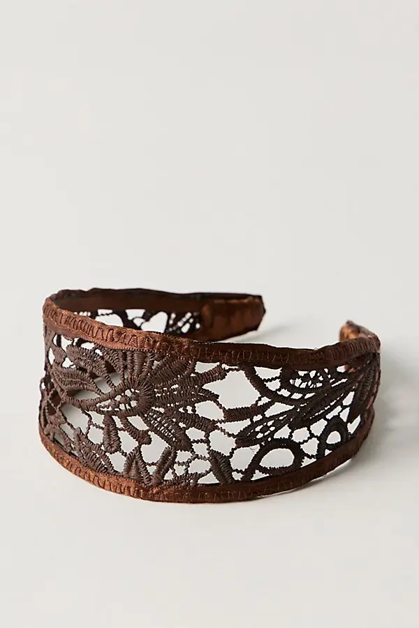 CURRIED MYRRH Lena Crochet Hard Headband - Chocolat