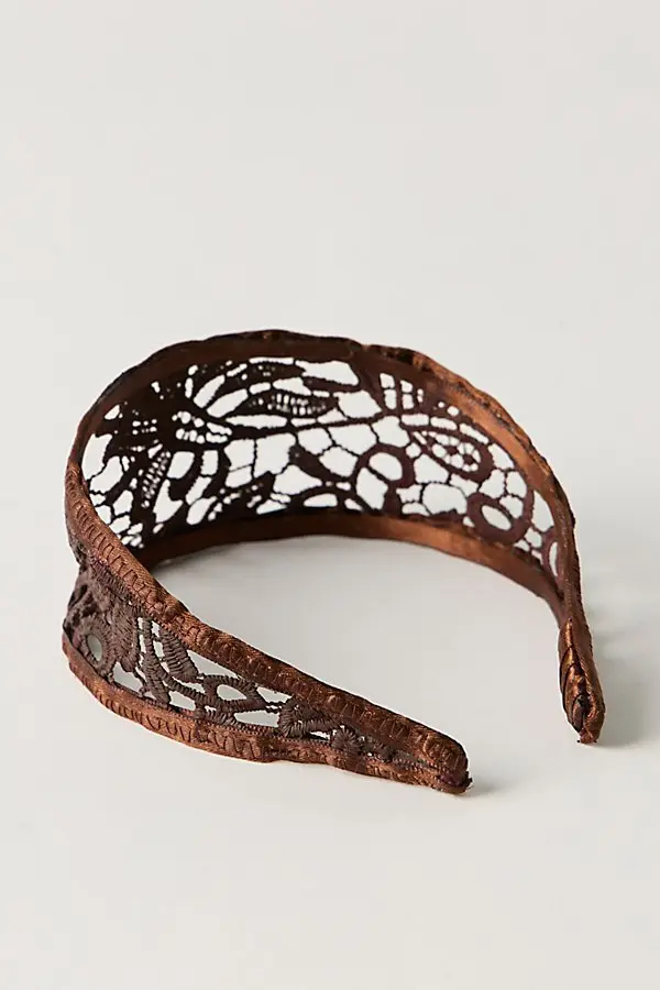 CURRIED MYRRH Lena Crochet Hard Headband - Chocolat