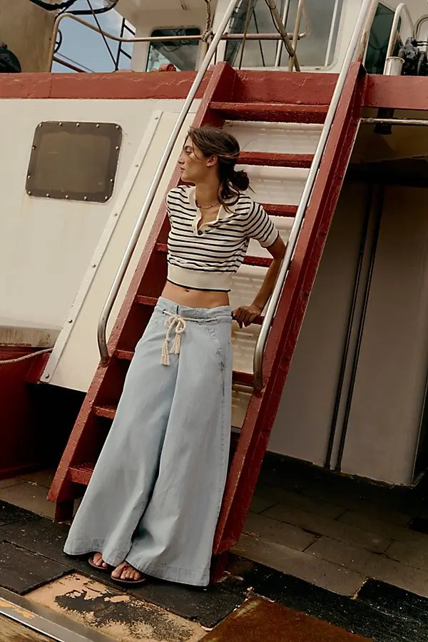 Free People We The Free Harbor Wrap Wide Leg Jeans
