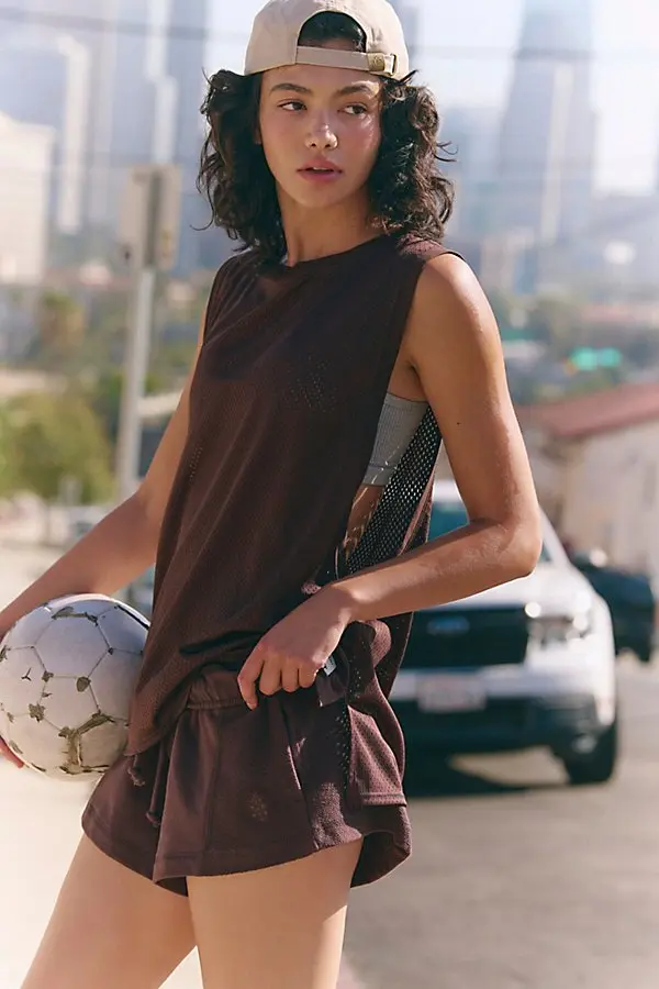 Free People Penny Mesh Muscle Tank - Truffle