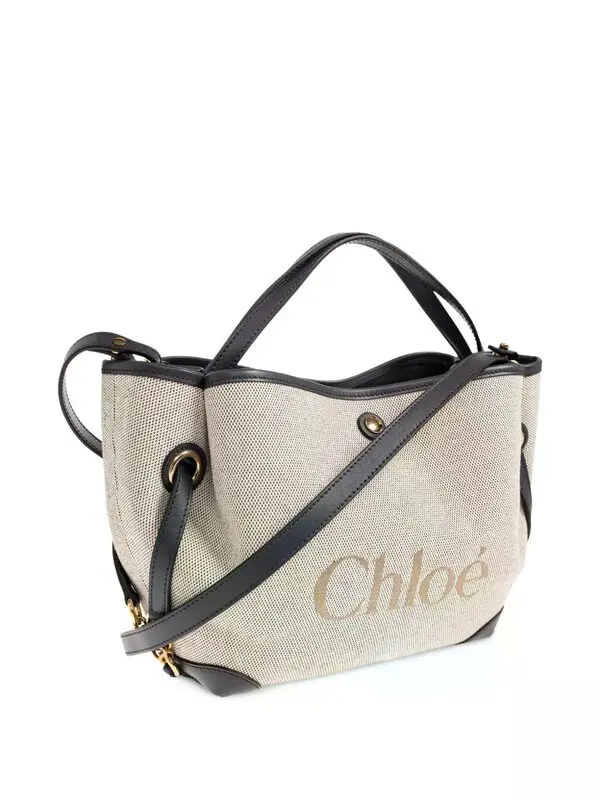 Chloé Clover Logo-print Leather-trim Tote Bag - Neutrals