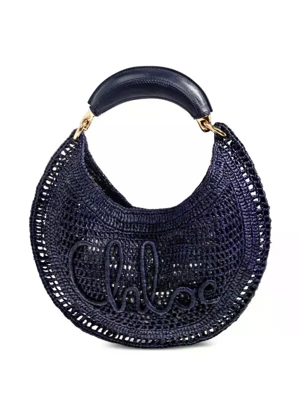 Chloé Embroidered Raffia Tote Bag - Blue
