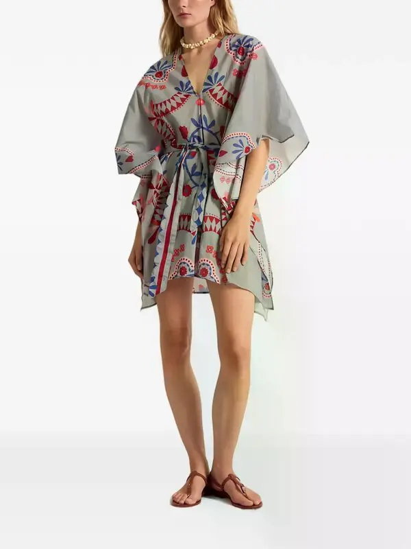 Mare Di Latte Mini Pauline Embroidered Kaftan Dress - Grey