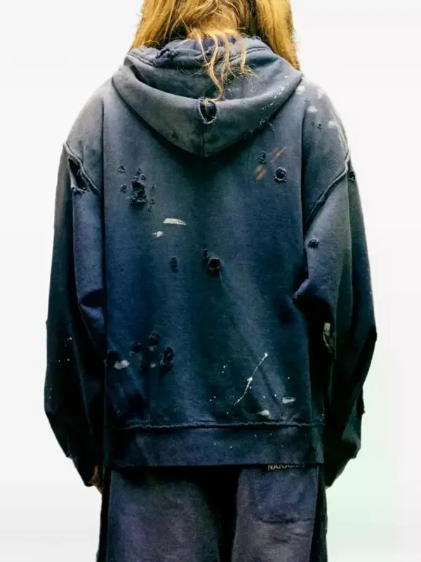 SATOSHI NAKAMOTO Logo-print Distressed Hoodie