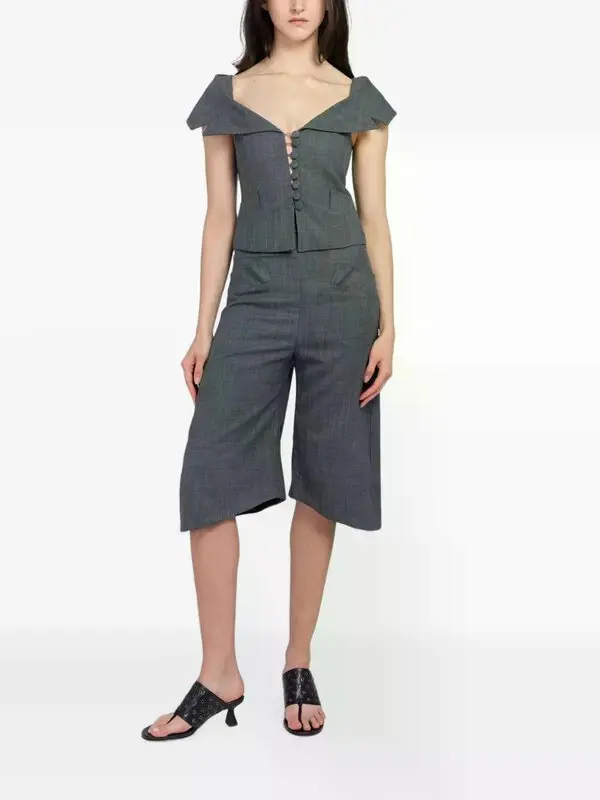 GANNI Off-shoulder Button-up Top