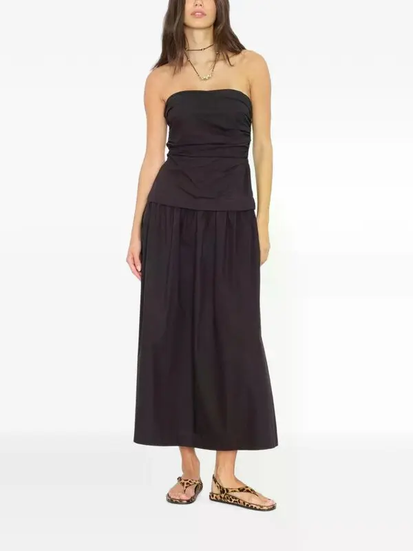 Xirena Midi Ciara Strapless Ruched Dress - Black