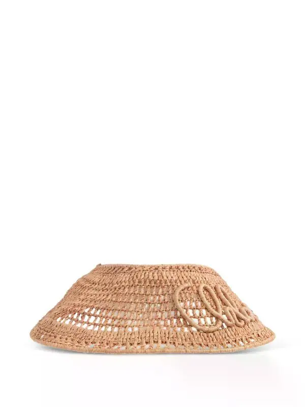 Chloé Raffia Logo Embroidered Visor - Neutrals