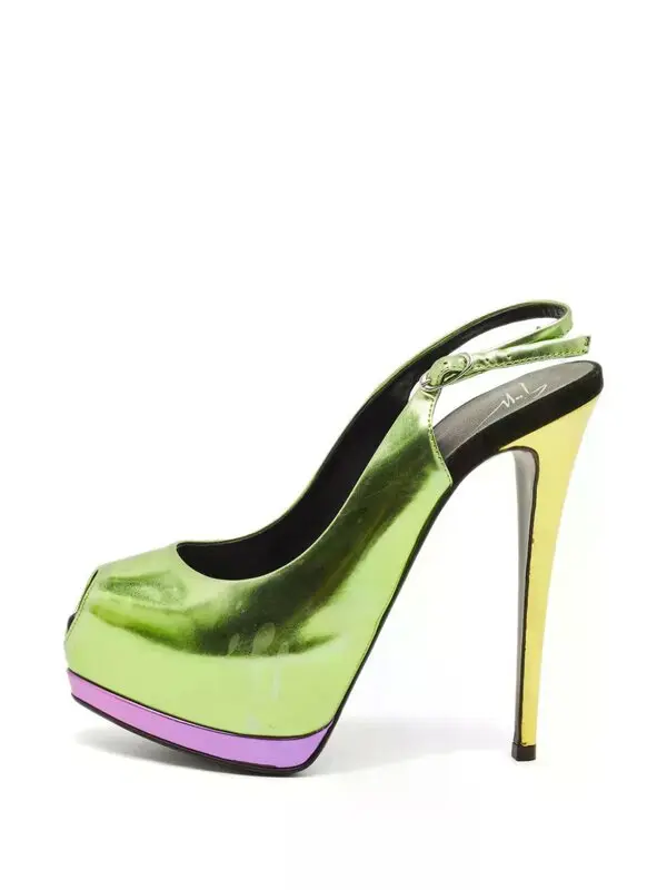 GIUSEPPE ZANOTTI Peep-toe Slingback Sandals - Green