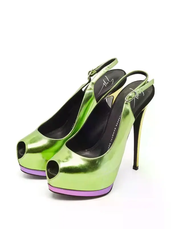 GIUSEPPE ZANOTTI Peep-toe Slingback Sandals - Green