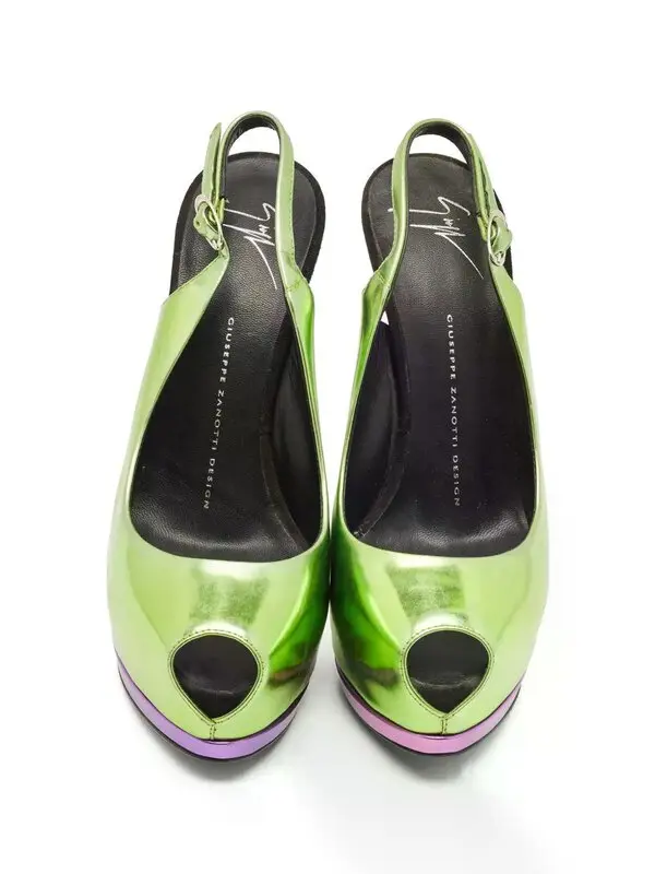GIUSEPPE ZANOTTI Peep-toe Slingback Sandals - Green