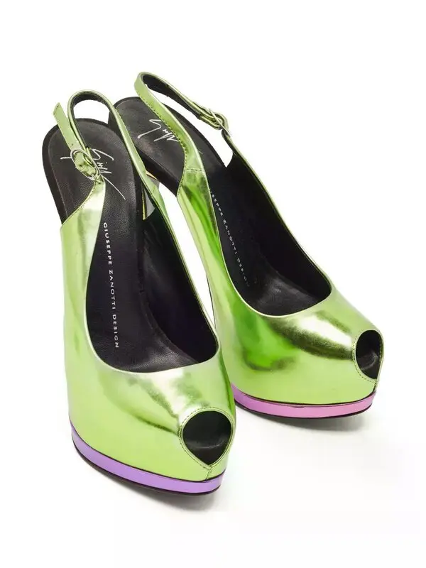 GIUSEPPE ZANOTTI Peep-toe Slingback Sandals - Green