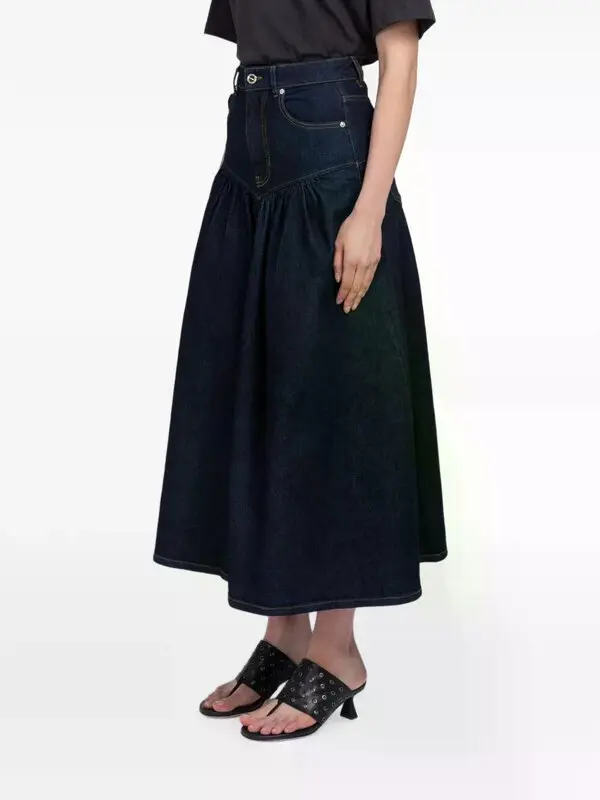 GANNI Gathered Denim Skirt