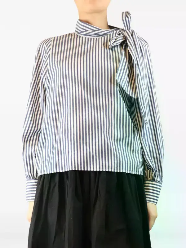Sézane Striped Tie-neck Blouse