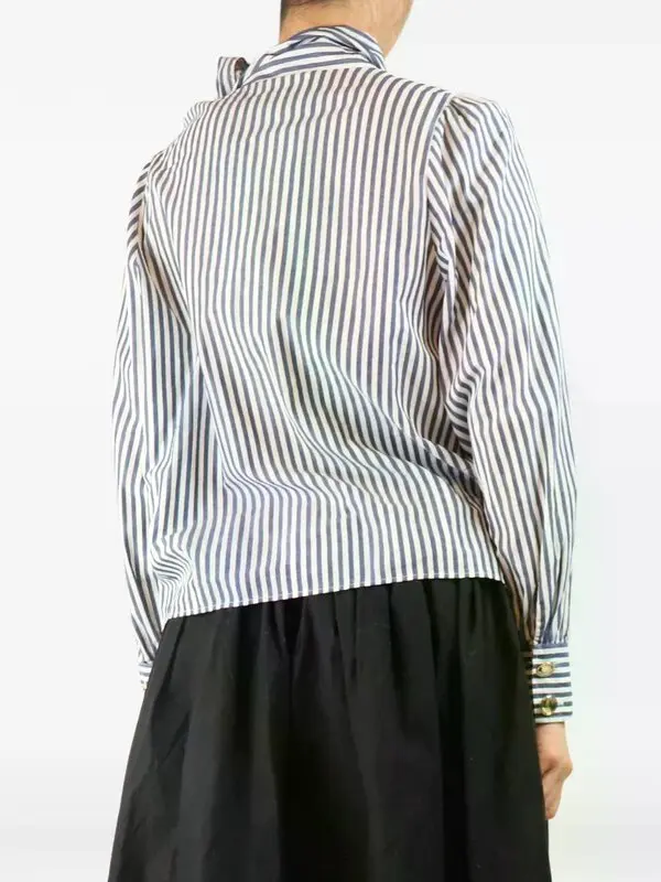 Sézane Striped Tie-neck Blouse